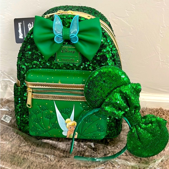 Loungefly | Bags | Loungefly Tinkerbell Sequin Htf Backpack With Minnie ...